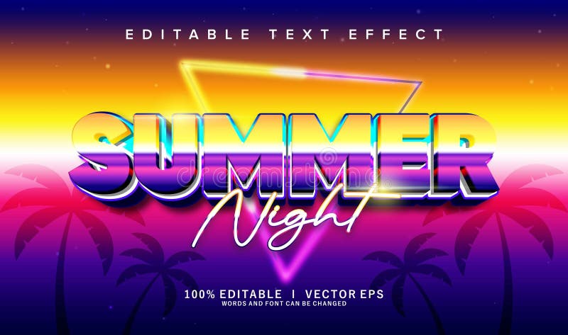 Summer Night 3d Vector Text Effect with Modern Style Design Stock Illustration - Illustration of ...