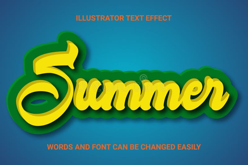 Editable Summer Text Effect Design Created with Illustrator. Stock ...