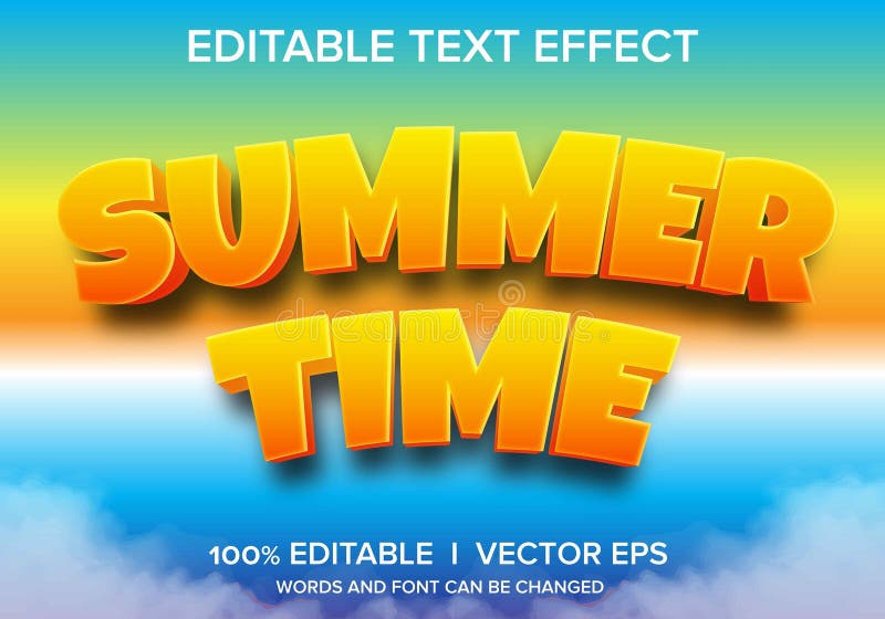 Summer Time Vector Text Effect with Modern Style Design Stock Vector - Illustration of cartoon ...