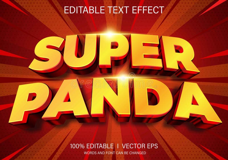 Super Panda Vector Text Effect with Modern Style Design Stock Vector ...