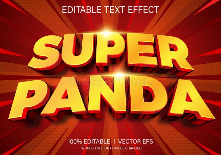 Super Panda Vector Text Effect with Modern Style Design Stock Vector ...