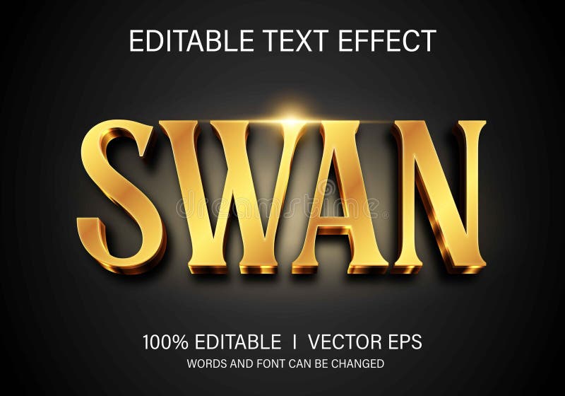 Swan 3d Vector Text Effect with Modern Style Design Stock Vector ...