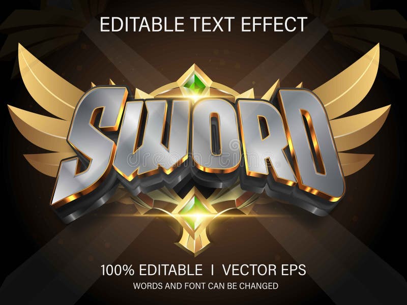 Sword Vector Text Effect with Modern Style Design Stock Vector ...