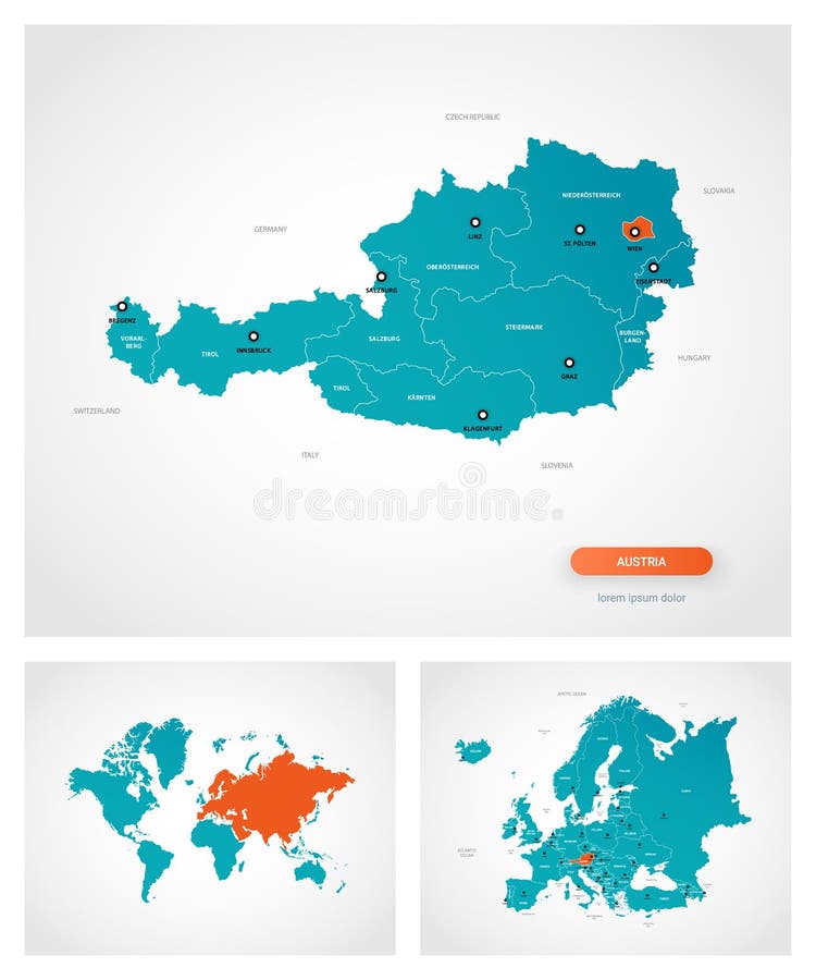 Editable Template of Map of Austria with Marks. Stock Vector ...