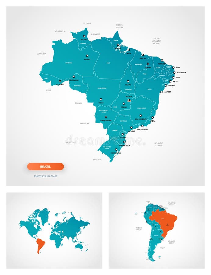 Editable Template of Map of Brazil Stock Vector - Illustration of ...