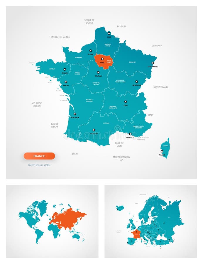 Editable Template of Map of France Stock Vector - Illustration of ...