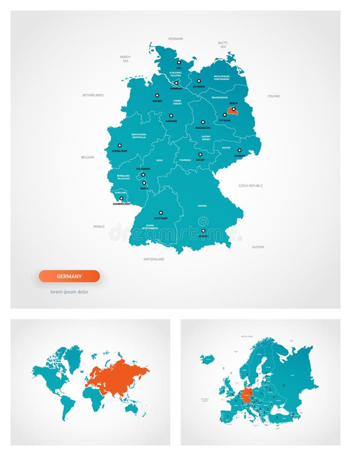 Editable Template of Map of Germany Stock Vector - Illustration of ...
