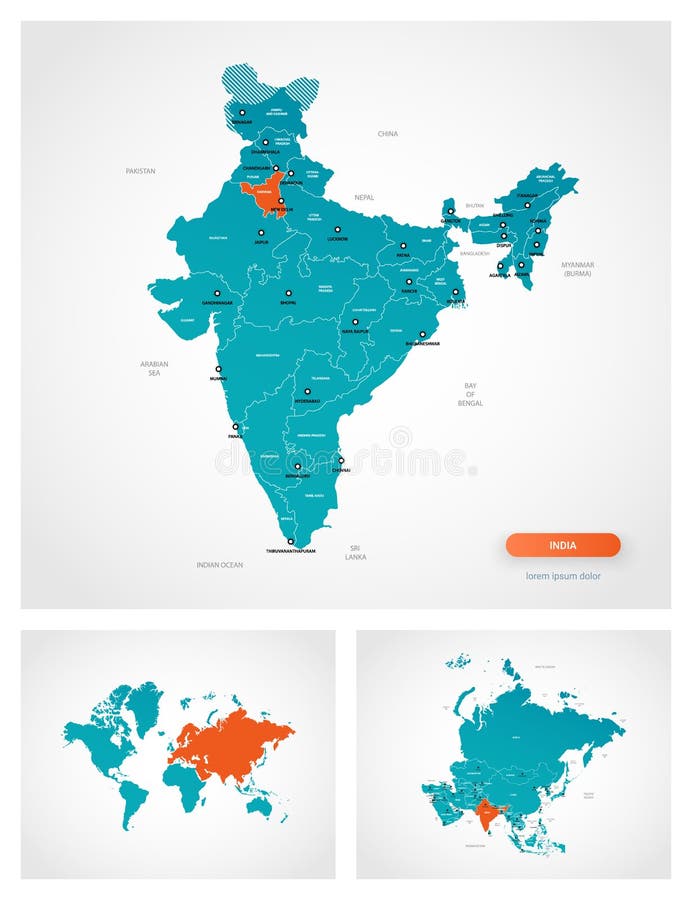 Editable Template of Map of India Stock Vector - Illustration of name ...