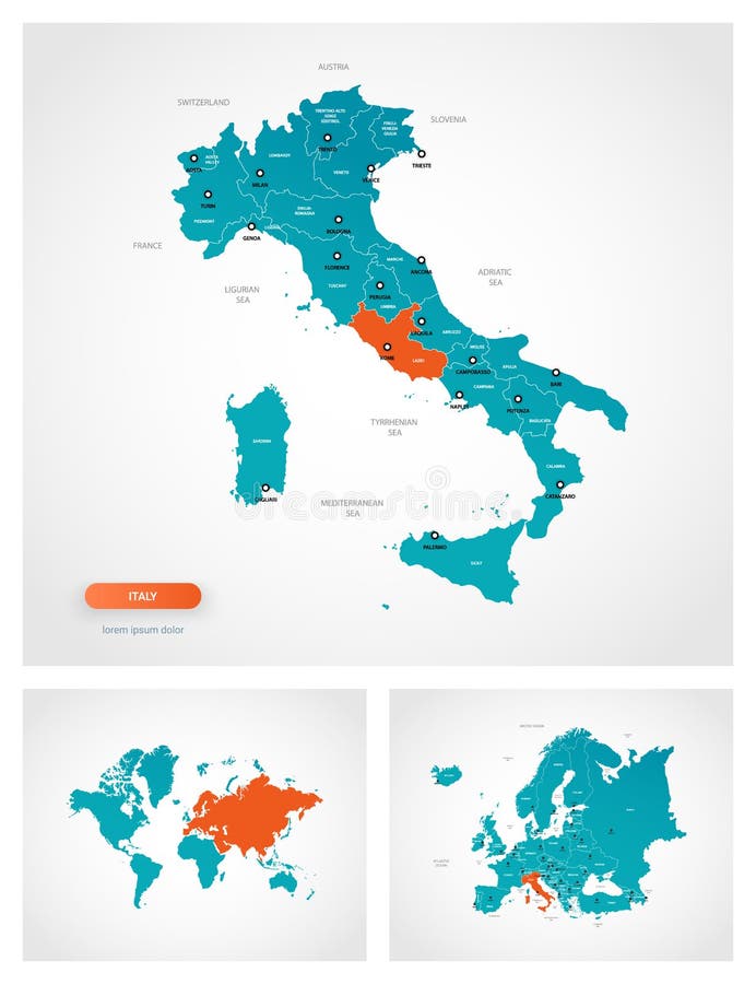 Editable Template of Map of Italy Stock Vector - Illustration of border ...