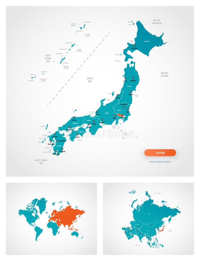 Editable Template of Map of Japan Stock Vector - Illustration of ...