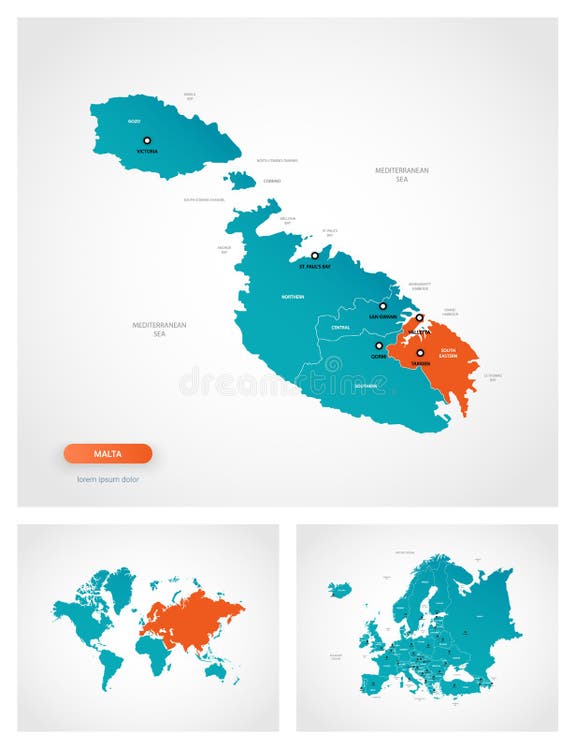 Editable Template of Map of Malta Stock Vector - Illustration of city ...