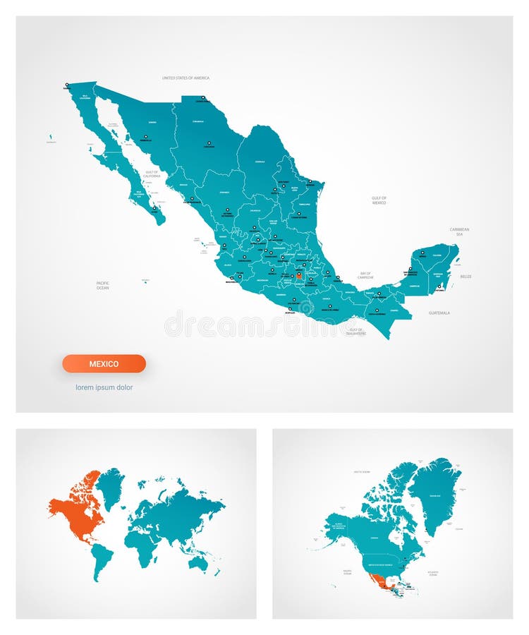 Mexico Vector Map with Infographic Elements, Pointer Marks Stock Vector ...