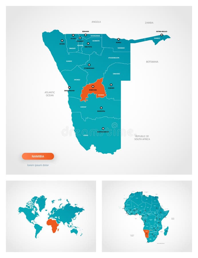 Editable Template of Map of Namibia Stock Vector - Illustration of ...
