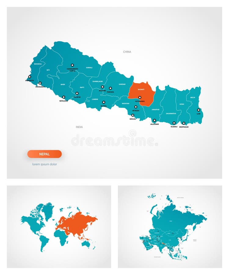 Editable Template of Map of Nepal Stock Vector - Illustration of ...