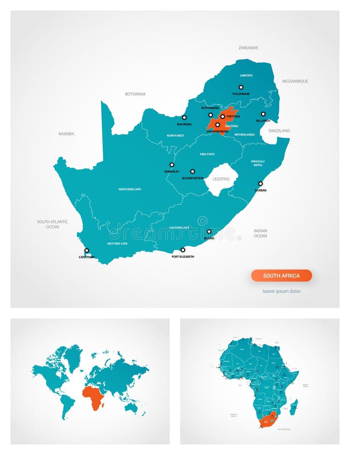 Editable Template of Map of South Africa Stock Vector - Illustration of ...