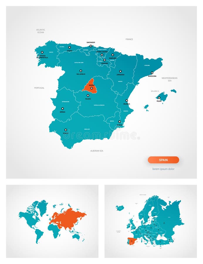 Spain Higt Detailed Map with Subdivisions. Administrative Map of Spain ...