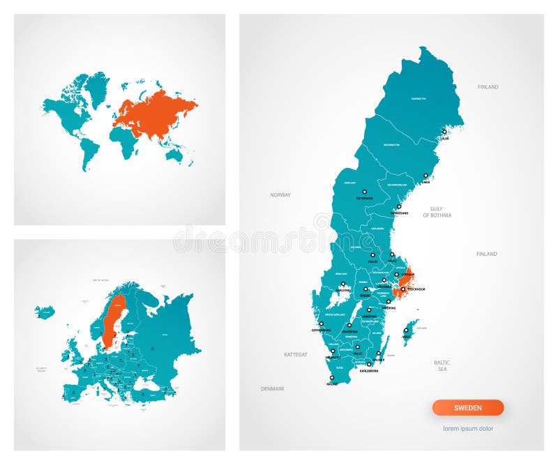 Editable Template of Map of Sweden Stock Vector - Illustration of ...