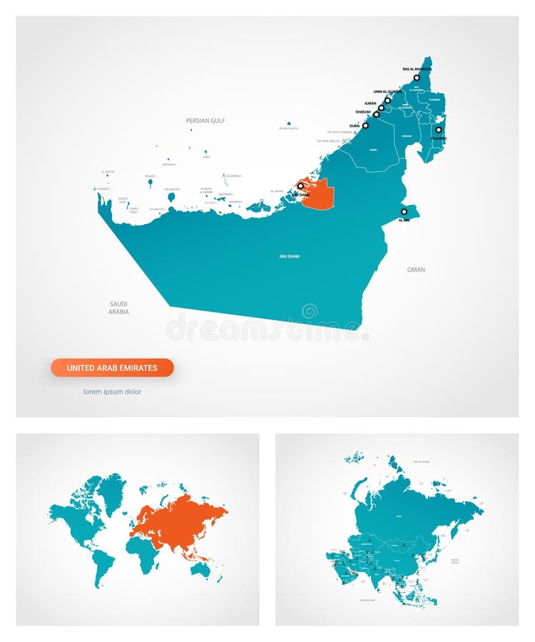 Editable Template of Map of United Arab Emirates Stock Vector ...