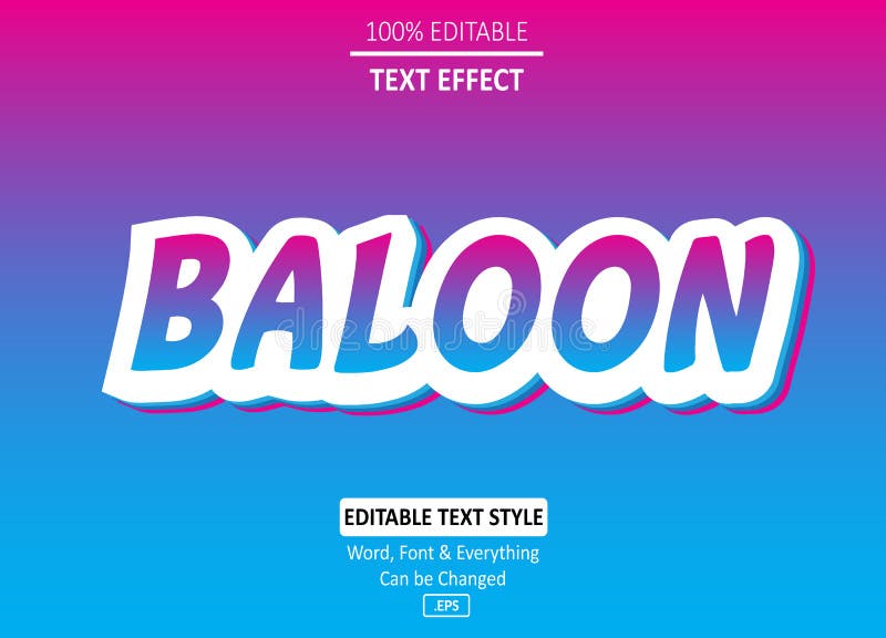 Baloon Gradient Editable Text Effect Stock Vector - Illustration of ...