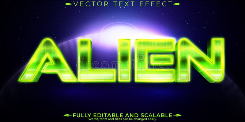 Editable Text Effect Alien, 3d Space and Ufo Font Style Stock Vector ...