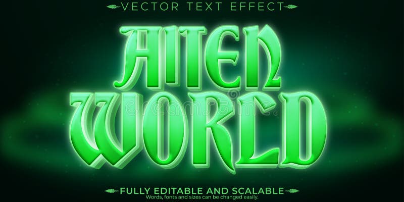 Editable Text Effect Alien, 3d Space and Ufo Font Style Stock Vector ...