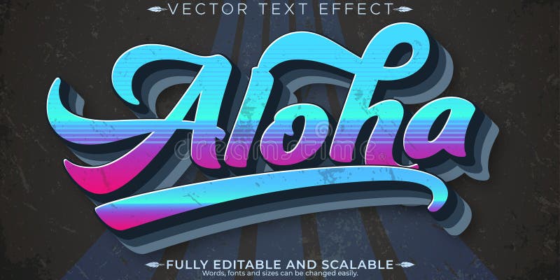 Editable Text Effect Aloha, 3d Vintage and Retro Font Style Stock ...
