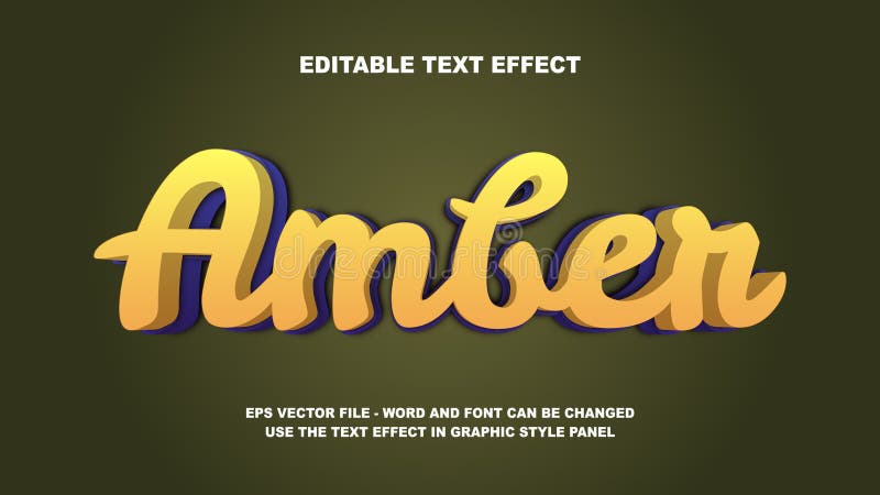 Editable Text Effect Amber 3D Vector Template Stock Vector ...