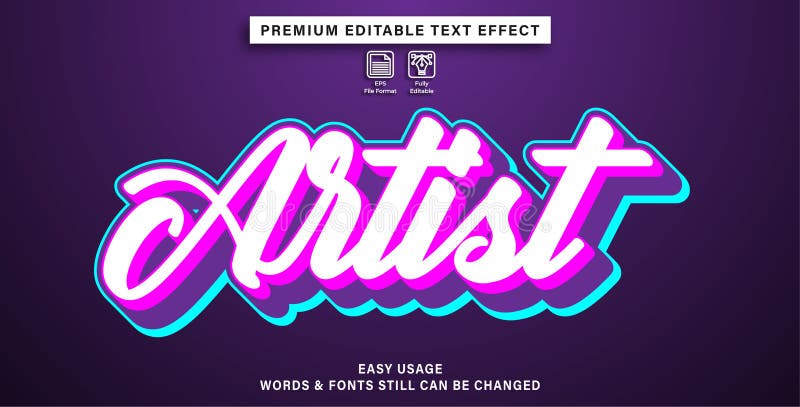 Editable Text Effect Artist Stock Vector - Illustration of typeset ...
