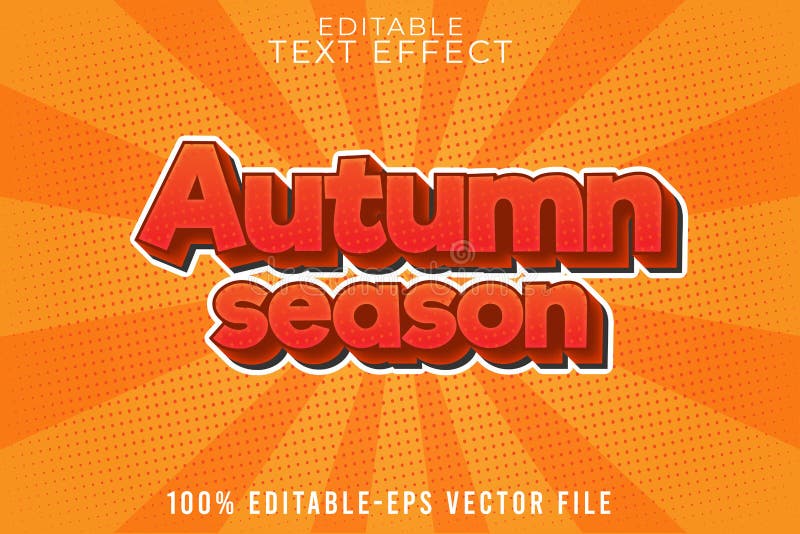 Editable Text Effect Autumn Season with Cartoon Style Stock Vector ...
