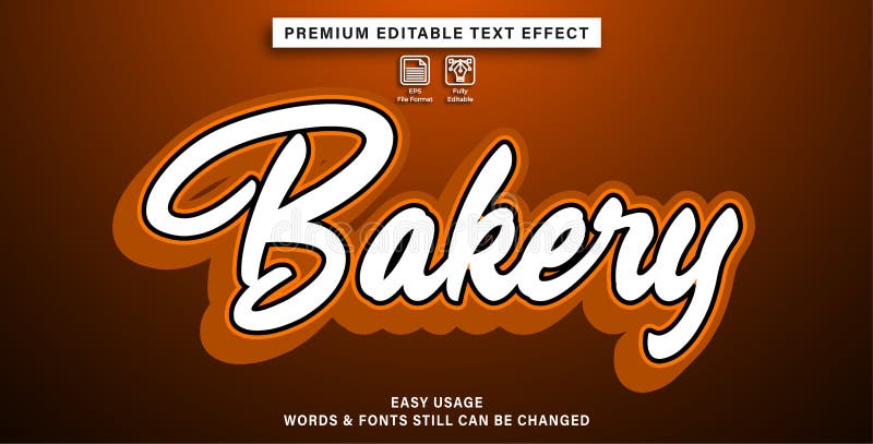 Editable Text Effect Bakery. Font Graphic Style Stock Vector ...