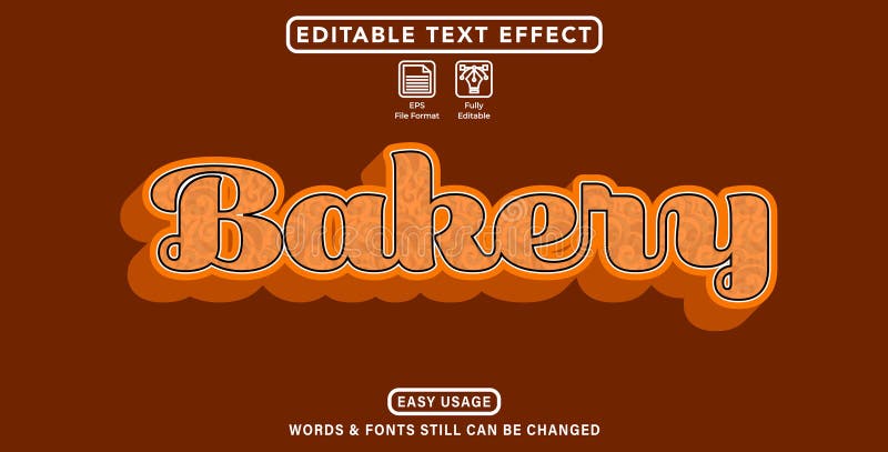 Editable Text Effect Bakery Style Stock Vector - Illustration of ...