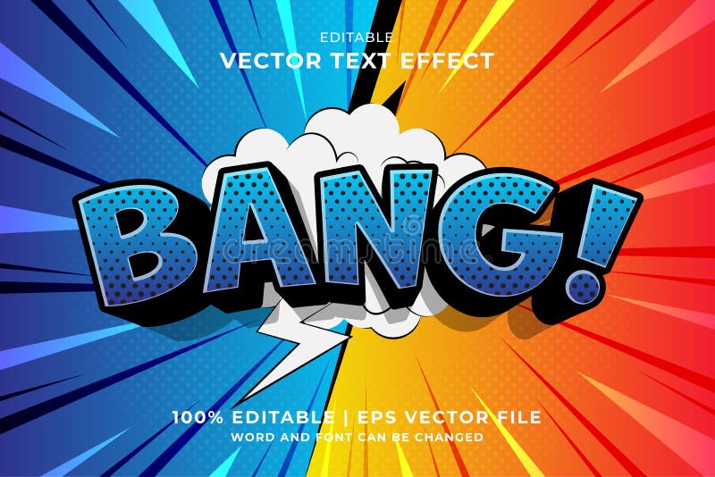 Editable Text Effect Bang 3d Cartoon Comic Style Premium Vector Stock ...
