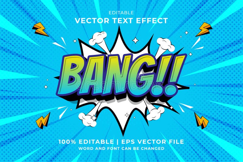 Editable Text Effect Bang 3d Cartoon Comic Style Premium Vector Stock Vector - Illustration of ...