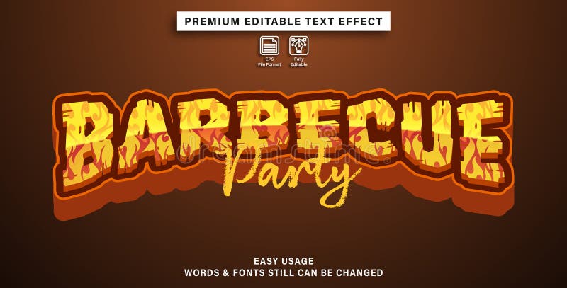 Editable Text Effect Barbecue Party Style Stock Vector - Illustration ...