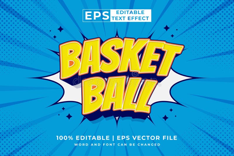 Editable Text Effect Basket Ball Comic 3d Cartoon Style Premium Vector ...