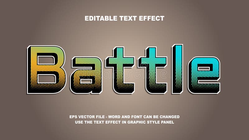 Editable Text Effect Battle 3D Vector Template Stock Vector ...