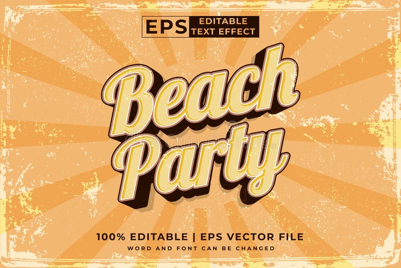 Editable Text Effect Beach Party 3d Retro Template Style Premium Vector ...