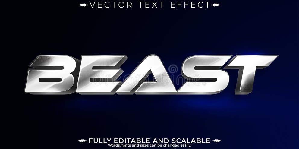 Editable Text Effect Beast, 3d Shine and Metallic Font Style Stock Vector - Illustration of logo ...