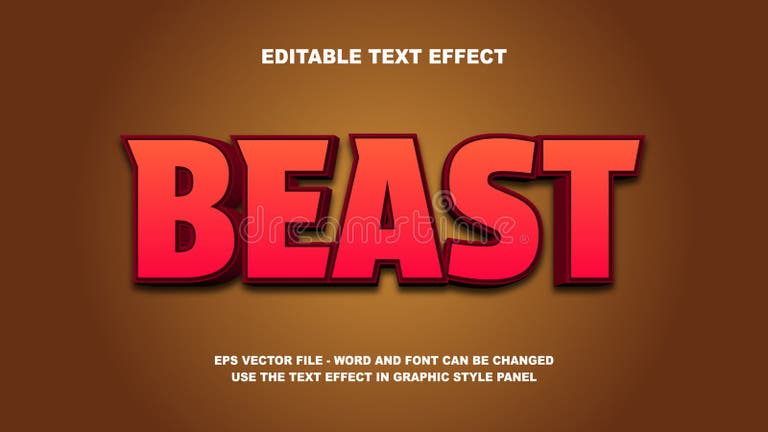 Editable Text Effect Beast 3D Vector Template Stock Vector ...