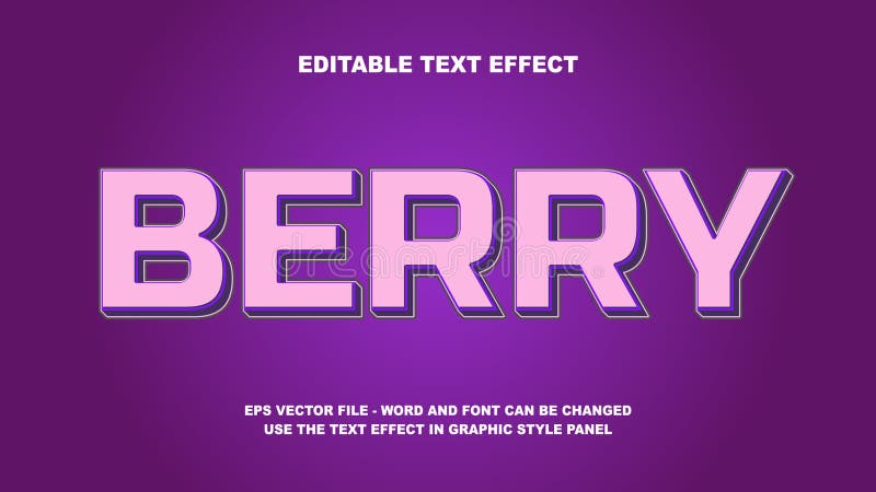 Editable Text Effect Berry 3D Vector Template Stock Vector ...