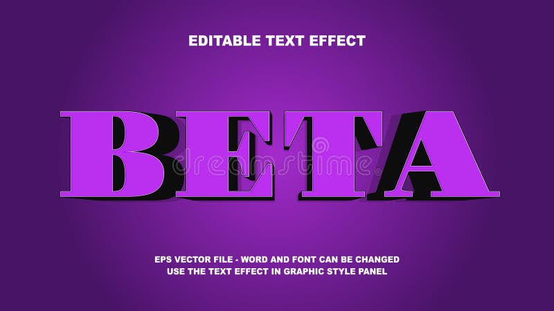 Editable Text Effect Beta 3D Vector Template Stock Vector ...