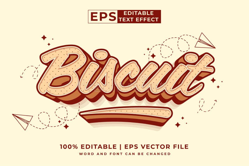 Editable Text Effect Biscuit 3d Cartoon Cute Style Premium Vector Stock ...