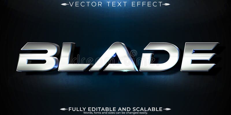 Editable Text Effect Blade, 3d Metallic and Gaming Font Style Stock ...