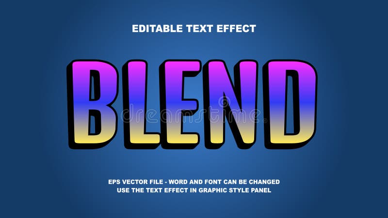 Editable Text Effect Blend 3D Vector Template Stock Vector ...