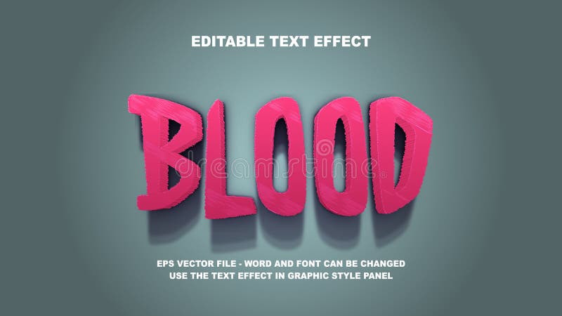 Editable Text Effect Blood 3D Vector Template Stock Vector ...