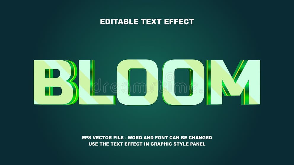 Editable Text Effect Bloom 3D Vector Template Stock Vector ...