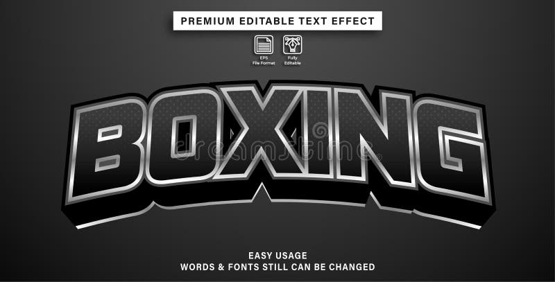 Editable Text Effect Boxing Stock Vector - Illustration of symbol ...