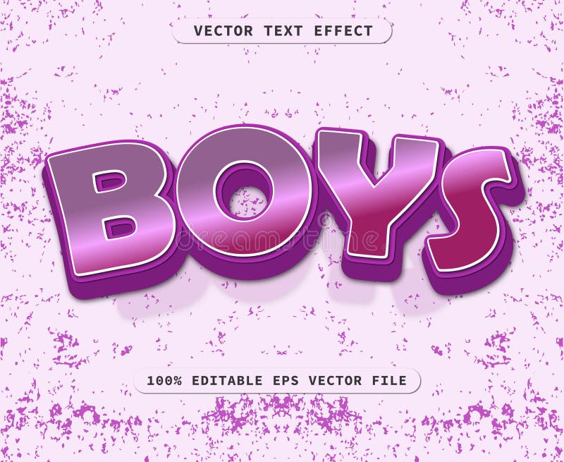 Editable Text Effect Boys Screen Modern Cartoon Lettering Typography ...