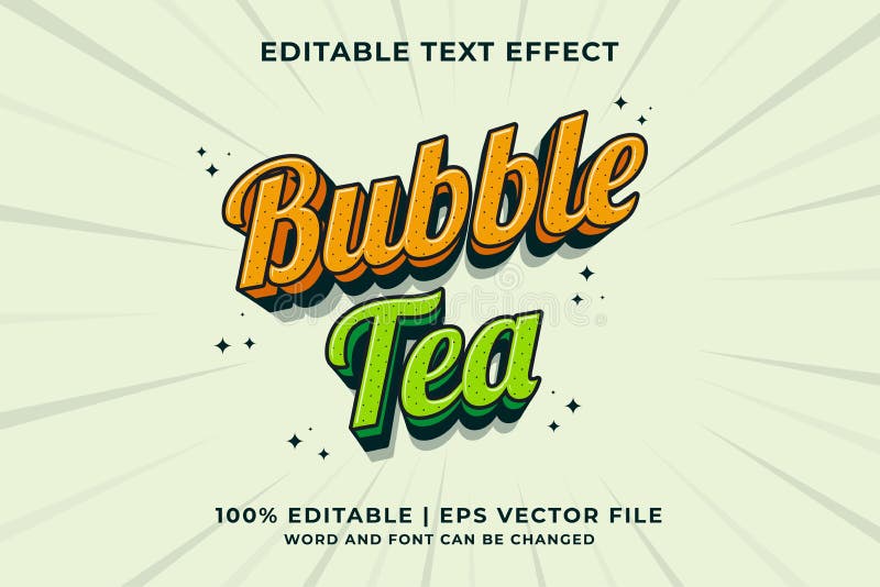 Editable Text Effect - Bubble Tea 3d Cartoon Cute Template Style Premium Vector Stock Vector ...