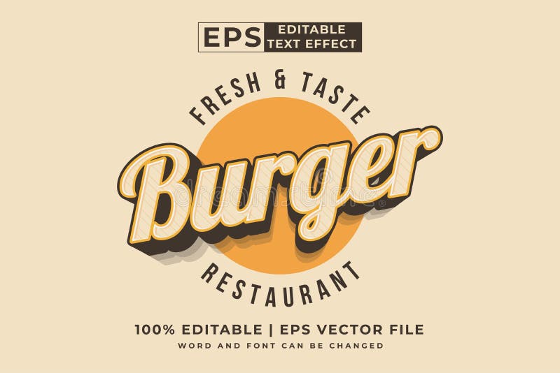 Editable Text Effect Burger Logo 3d Vintage Style Premium Vector Stock ...